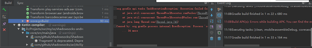 Android studio 3x build core:gobuild error how fix it - shadowsocks-android - Shadowsocks